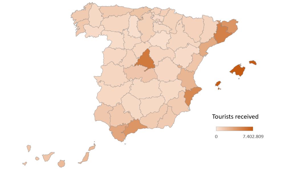 Main destinations in Spain for summer in figures
